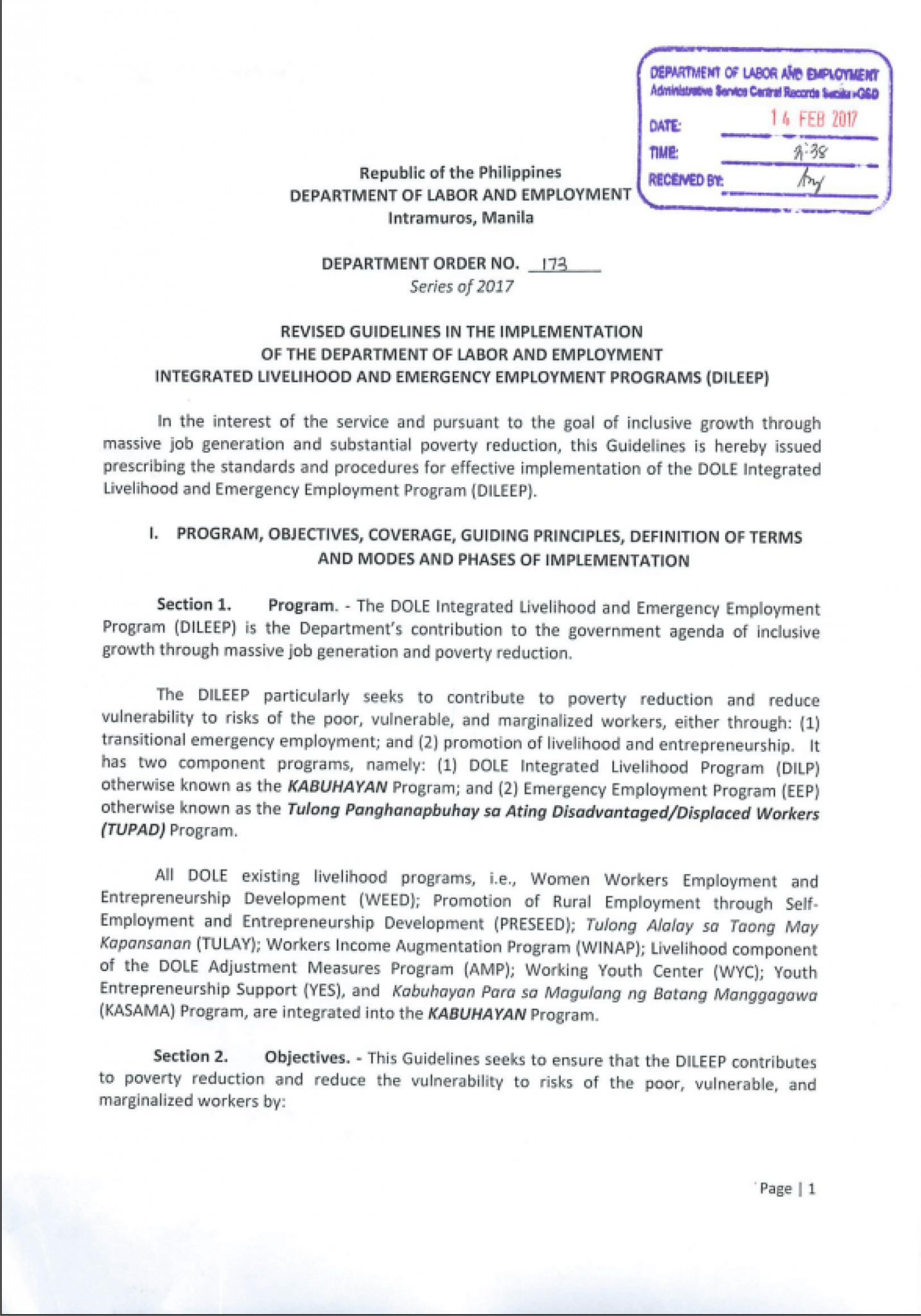 Department Orders - Batang Malaya