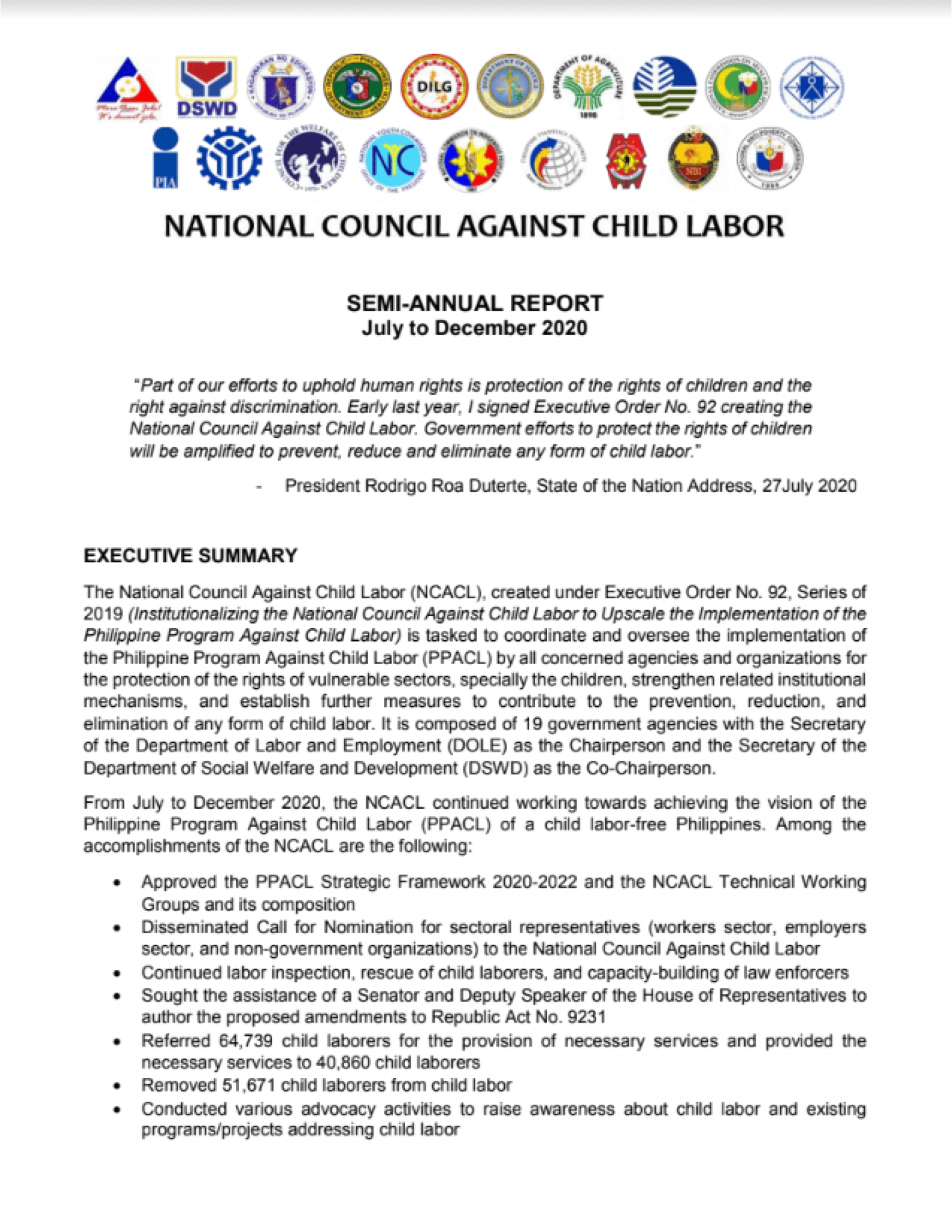 NCACL Accomplishment Reports - Batang Malaya