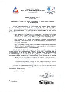 DOLE Issuances - Batang Malaya