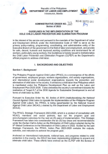 DOLE Issuances - Batang Malaya