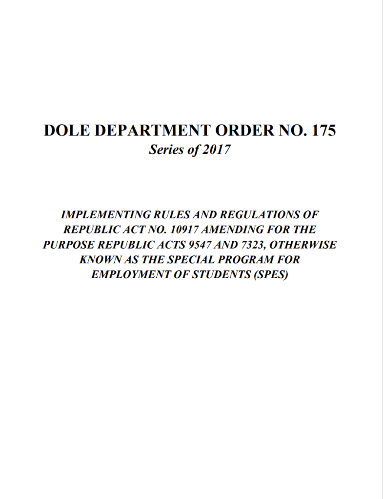 DOLE Issuances - Batang Malaya