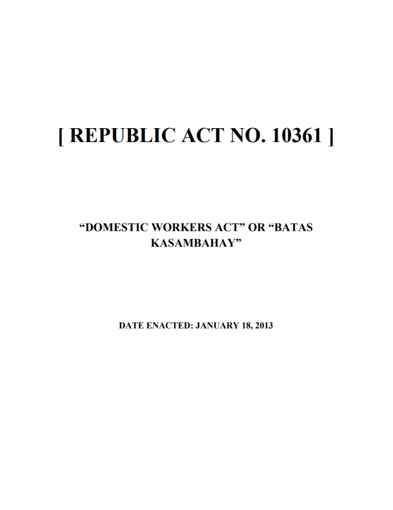 DOLE Issuances - Batang Malaya